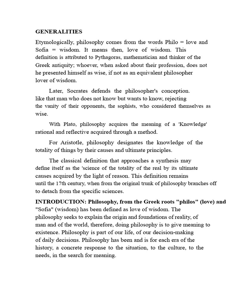 Generalities of Philosophy | PDF | Knowledge | Science