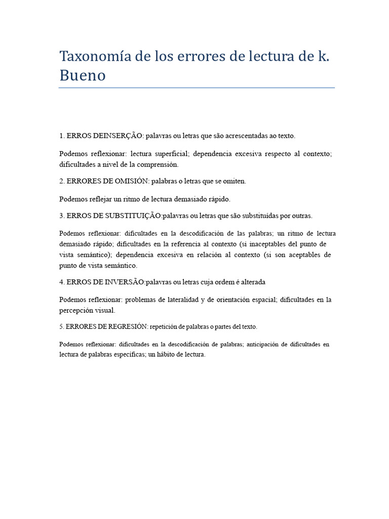 Taxonomía de Los Errores | PDF | Ortografía | Fonética