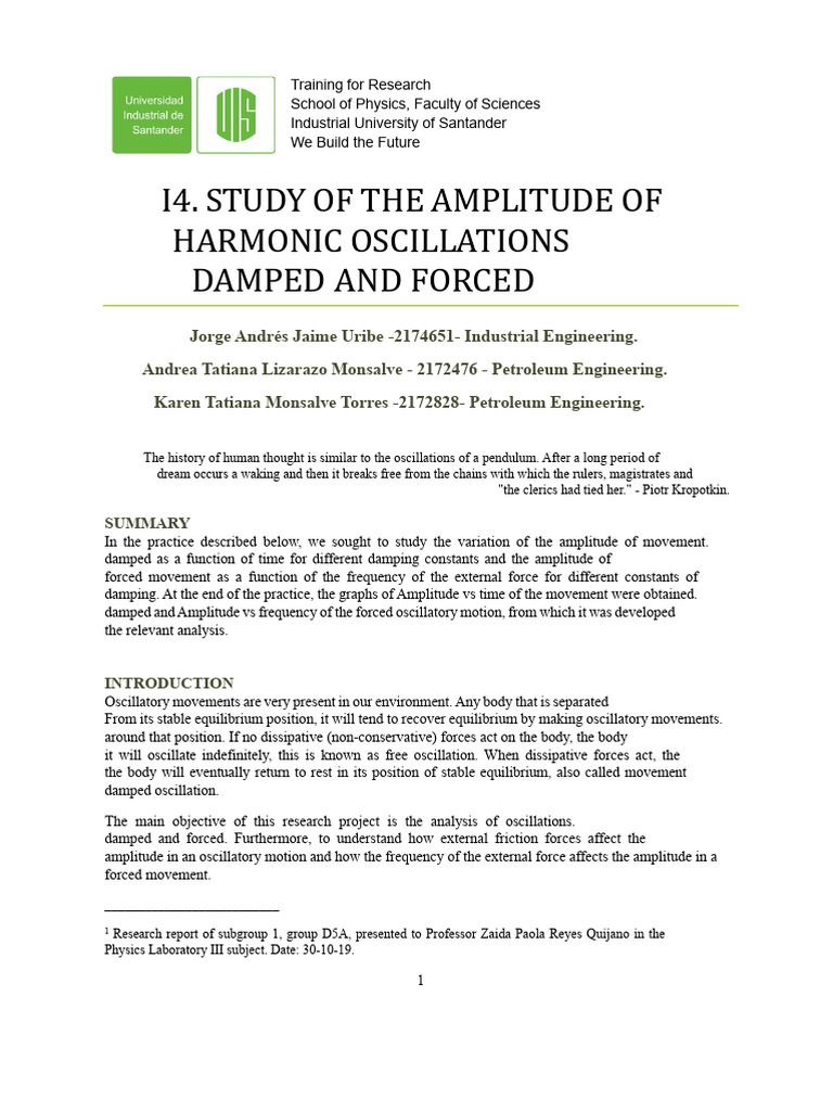 Amplitude Analysis of Damped Oscillations | PDF | Oscillation | Damping