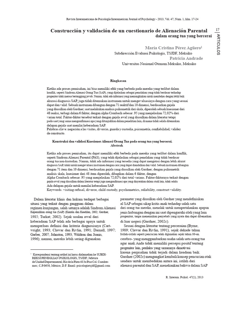Kuesioner Alienasi Parental Validasi | PDF