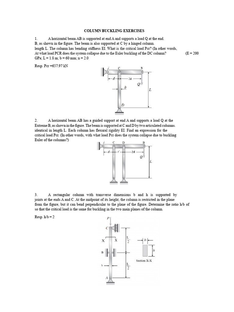 Column Buckling Exercises PDF | PDF | Buckling | Bending
