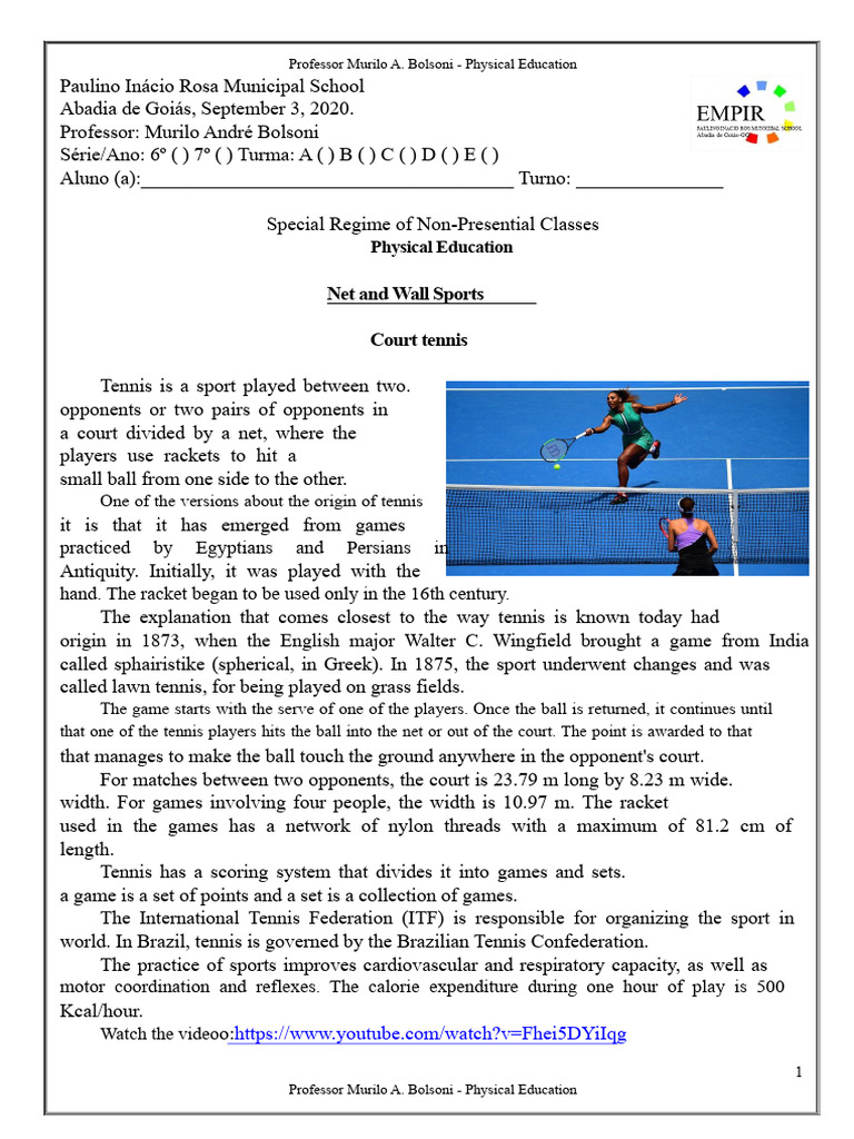 Physical Education: Tennis & Table Tennis | PDF | Table Tennis ...