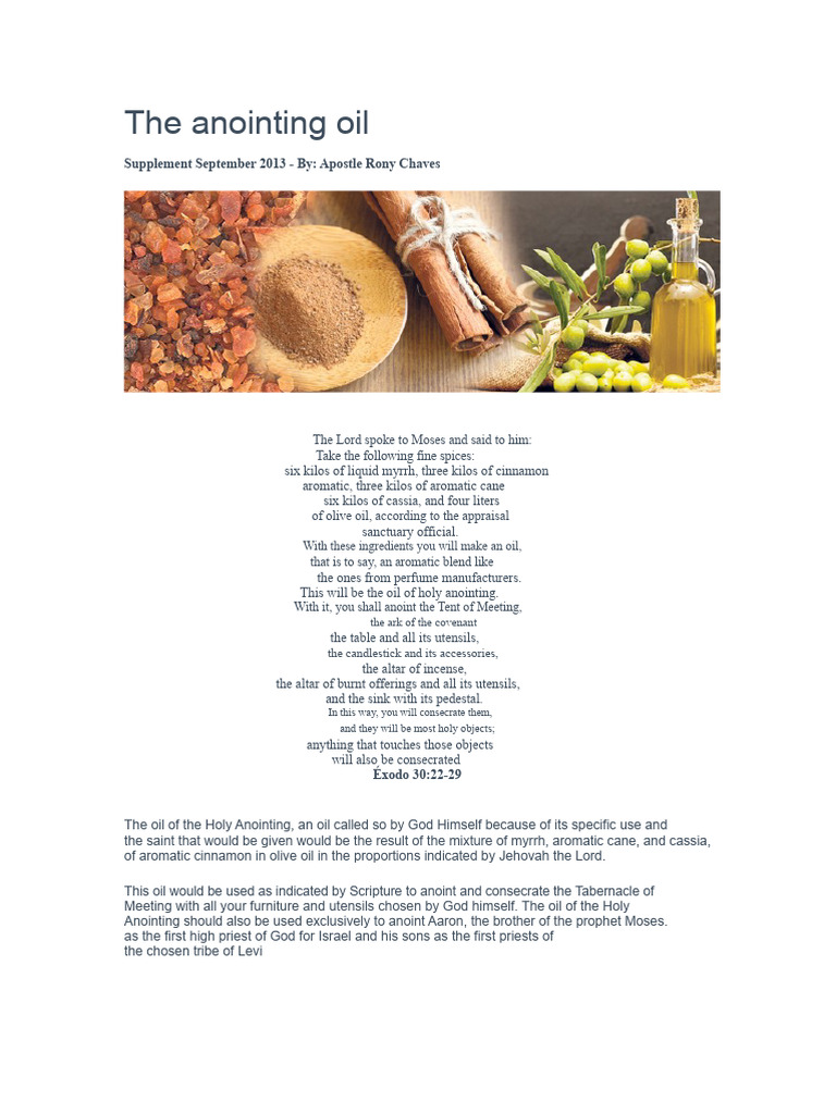 The Composition of Holy Anointing Oil | PDF | Anointing | Olive