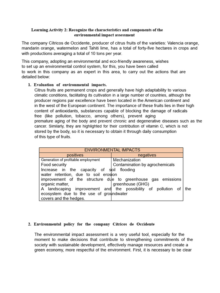 Recognize The Characteristics and Components of Environmental Impact ...