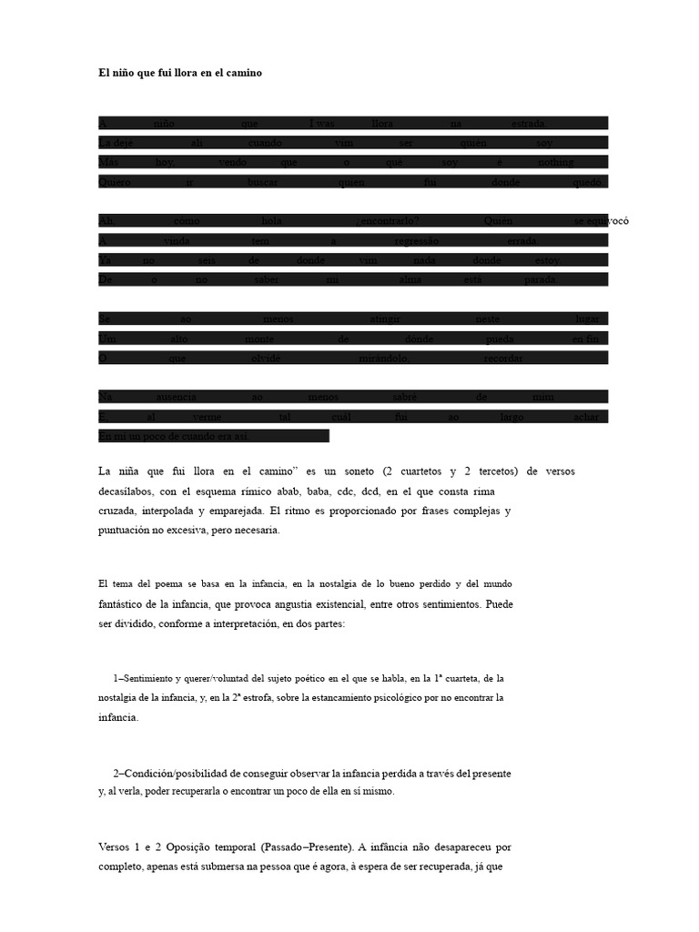 El Niño Que Fui Llora en El Camino | PDF | Sonetos | Felicidad