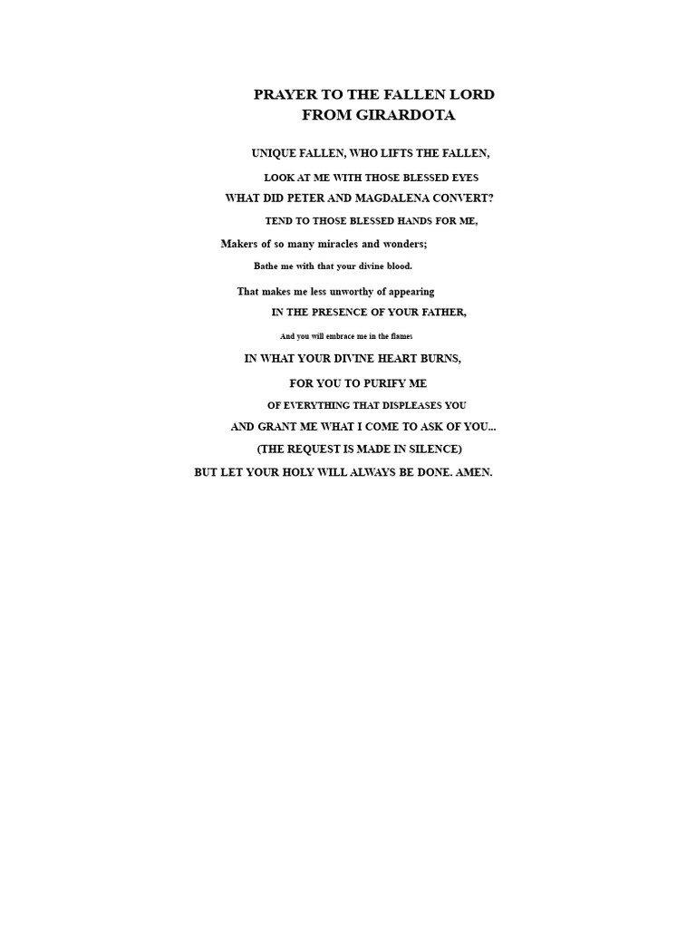 Prayer To The Fallen Lord | PDF