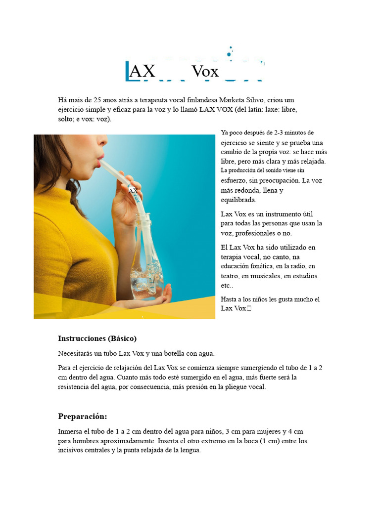 Mejora tu voz con Lax Vox: guía práctica | PDF