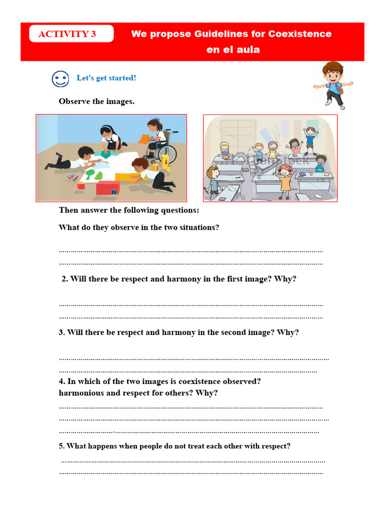 E1 A3 PS Sheet We Propose Coexistence Rules in The 4th Grade Classroom ...