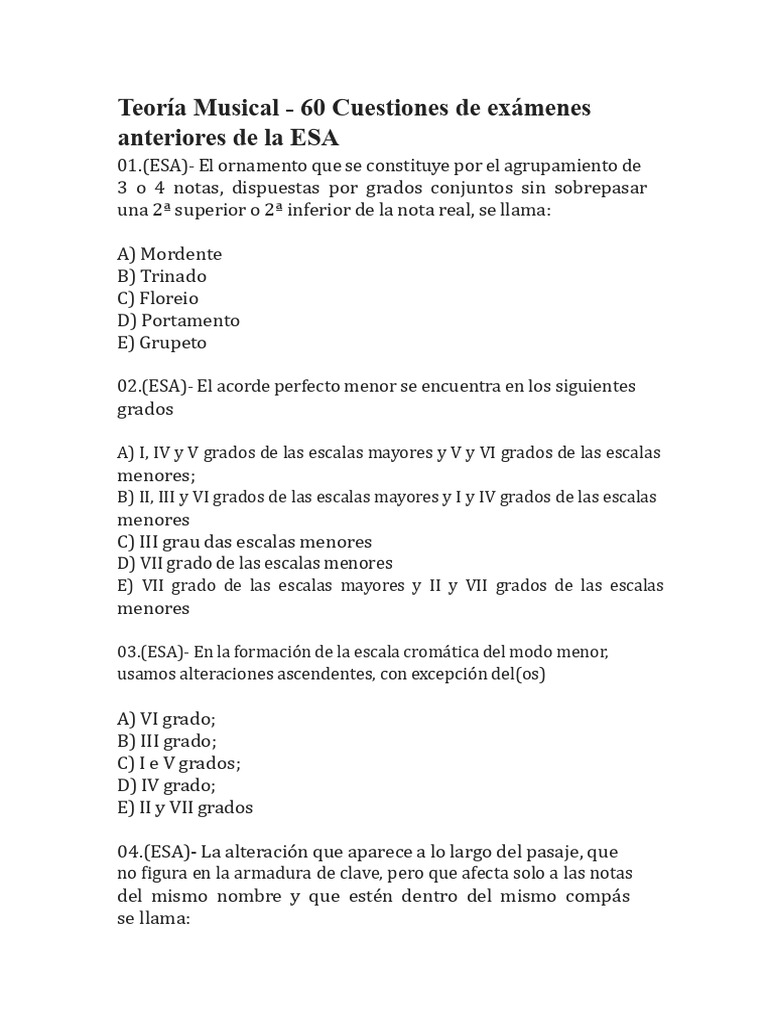 Prueba de La ESA | PDF | Intervalo (música) | Escala (música)