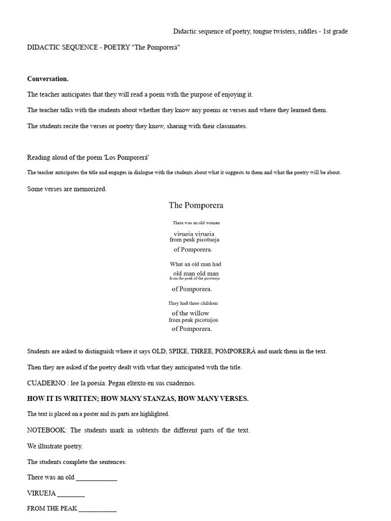didactic sequence of poetry | PDF