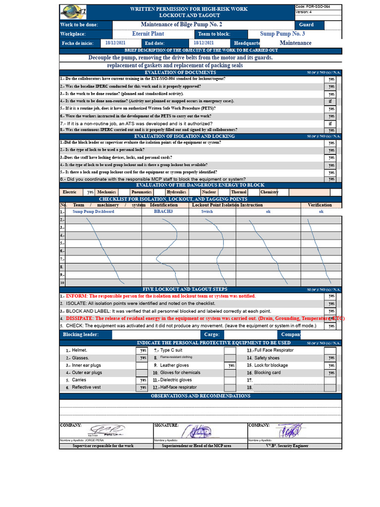 High-Risk Work Lockout Tagout Procedure | PDF | Workplace | Working ...
