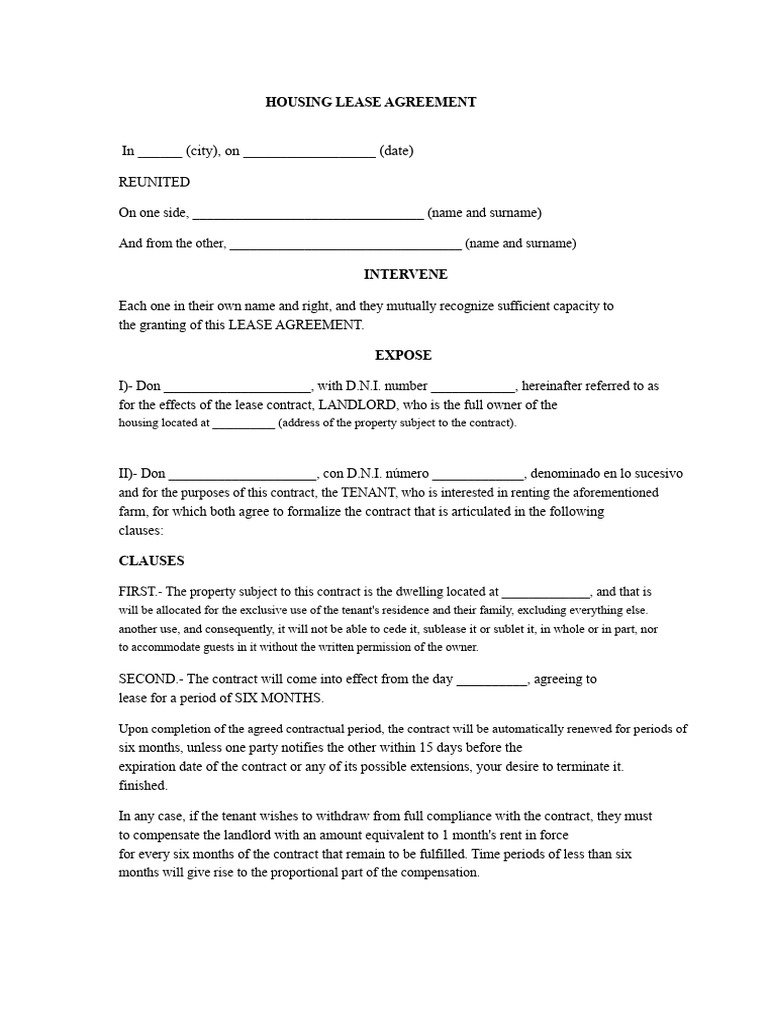 Housing Lease Agreement Template | PDF | Lease | Leasehold Estate