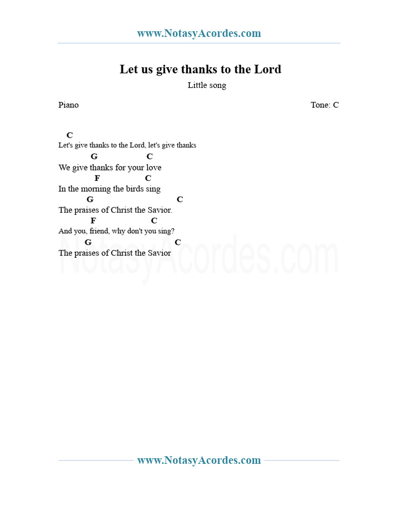 Piano Chords for "Let Us Give Thanks" | PDF