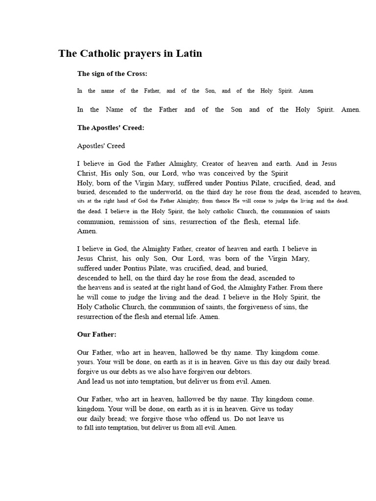 The Catholic prayers in Latin | PDF | Lord's Prayer | God The Father