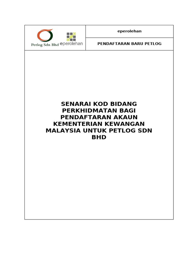 Pendaftaran Baru Petlog Eperolehan | PDF