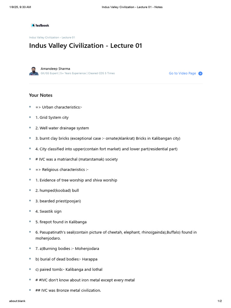 Indus Valley Civilization Overview | PDF
