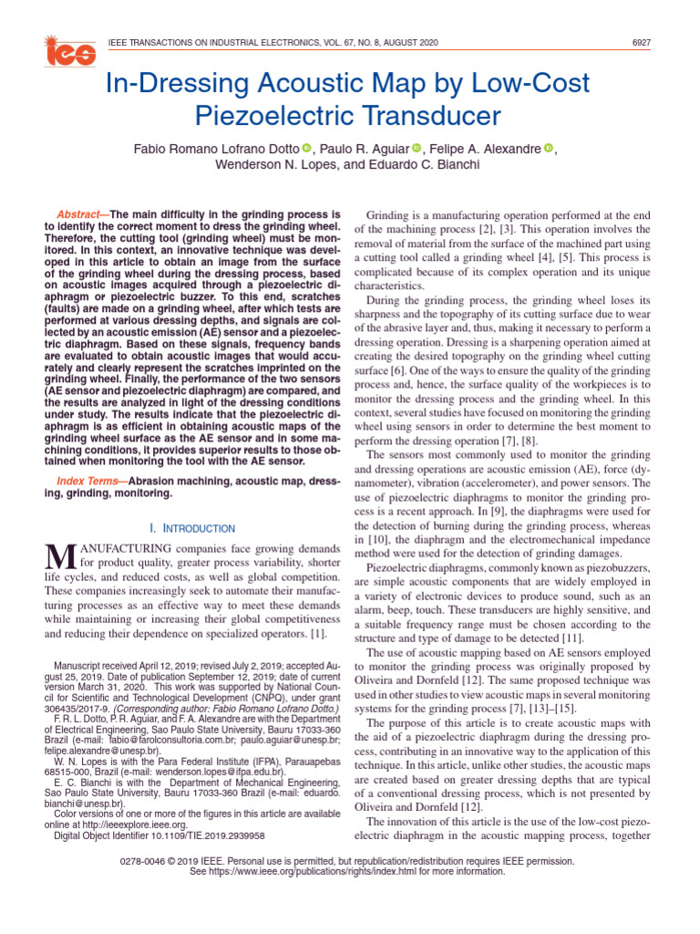 In-Dressing Acoustic Map by Low-Cost Piezoelectric Transducer | PDF ...