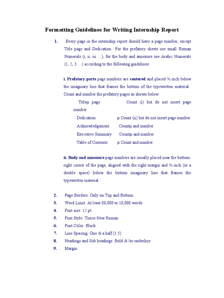 Formatting Guidelines For Writing Internship Report | PDF | Page Layout | Typefaces