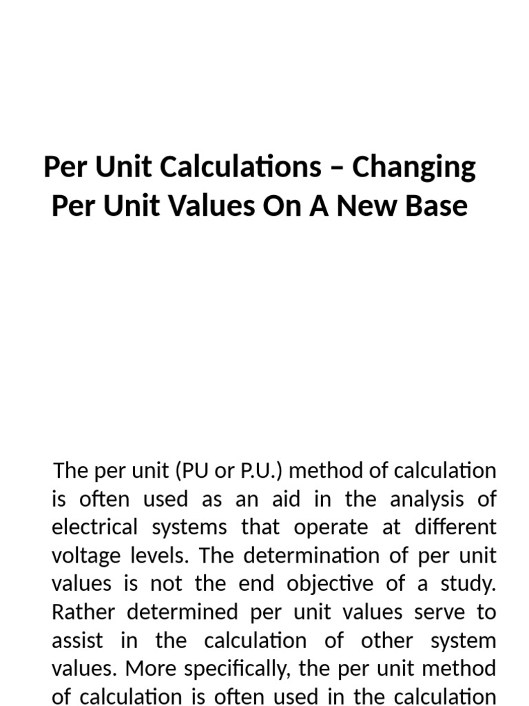 Per Unit Calculations for Electrical Systems | PDF | Electrical ...