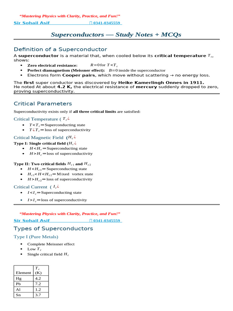 Superconductors- | PDF | Superconductivity | High Temperature ...