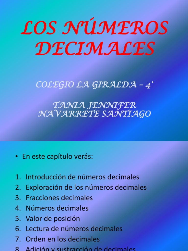 Los Números Decimales | PDF | Decimal | Fracción (Matemáticas)
