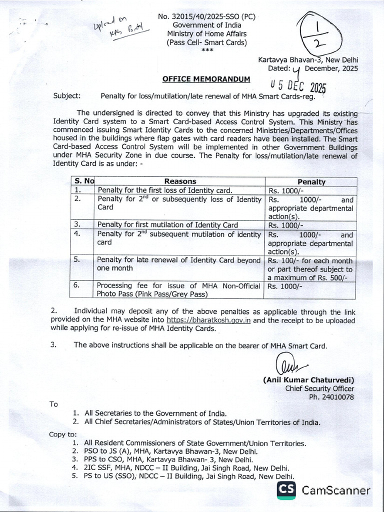 MHA's OM Dated 04122025 Regarding Penalty For L - 251208 - 192843 | PDF