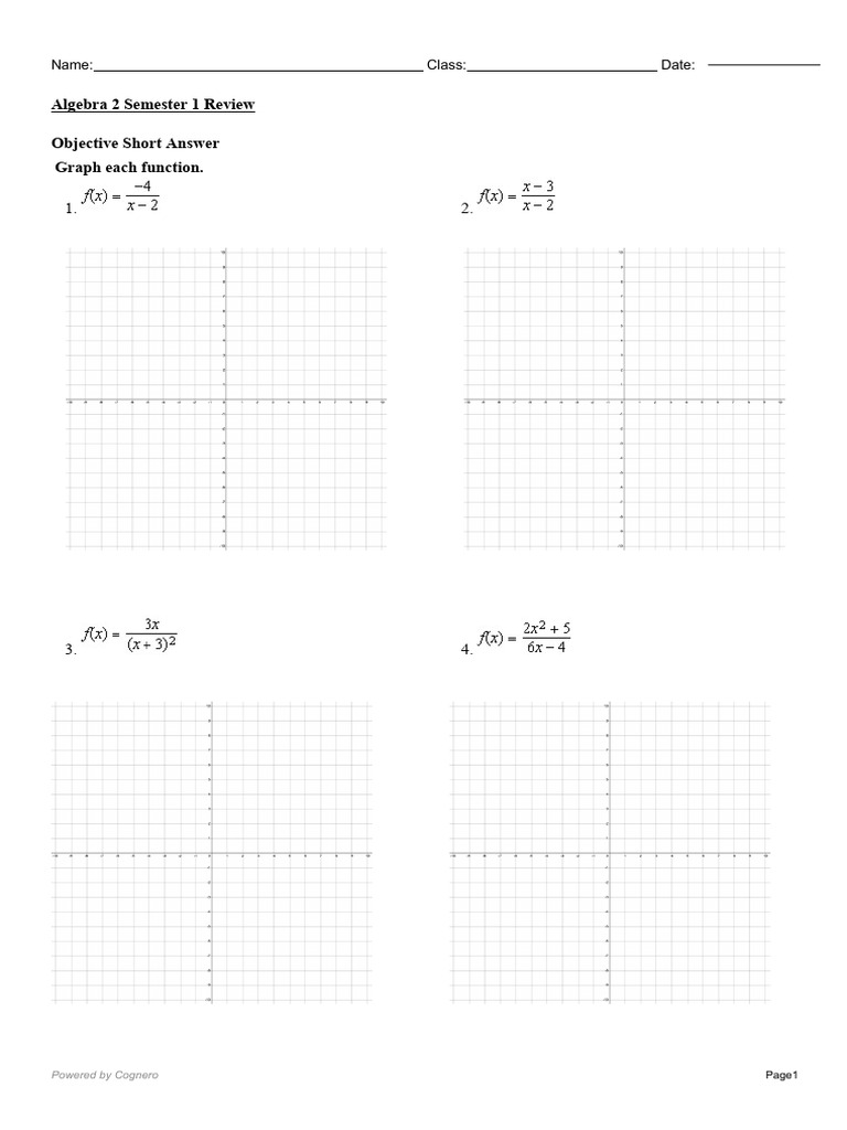 Alg 2 Semester 1 Review 2122 | PDF | Quadratic Equation | Abstract Algebra