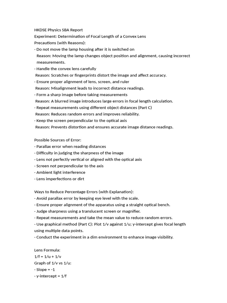 HKDSE Physics SBA Report | PDF