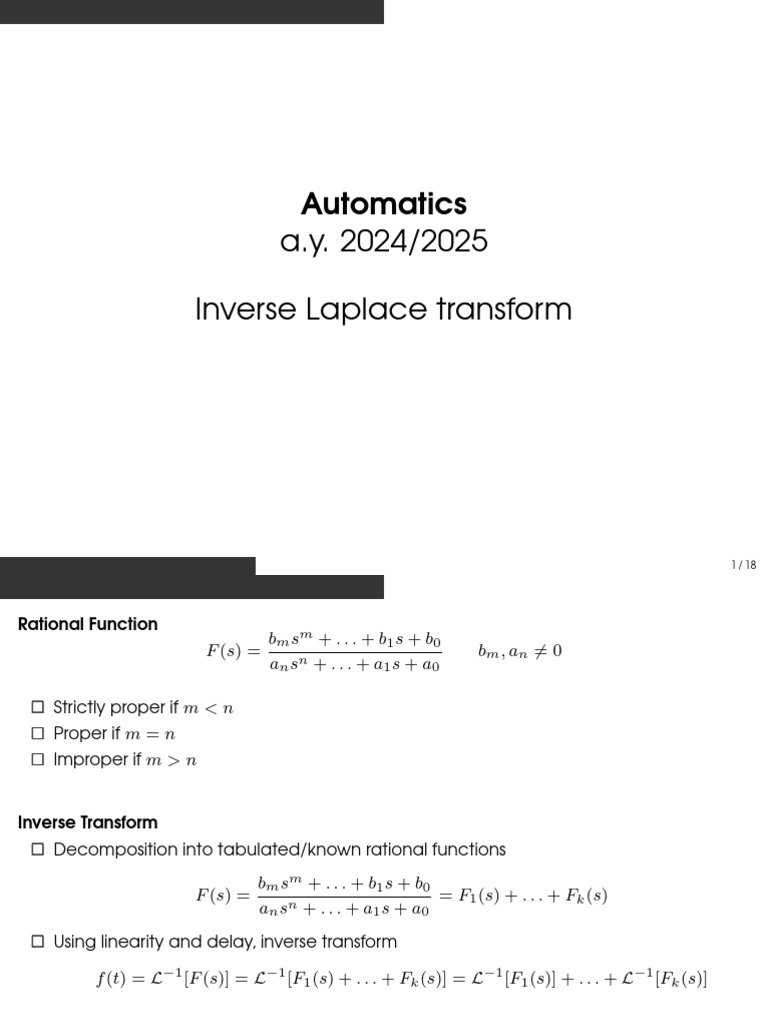 Inverse Laplace Transform | PDF | Laplace Transform | Mathematical Concepts