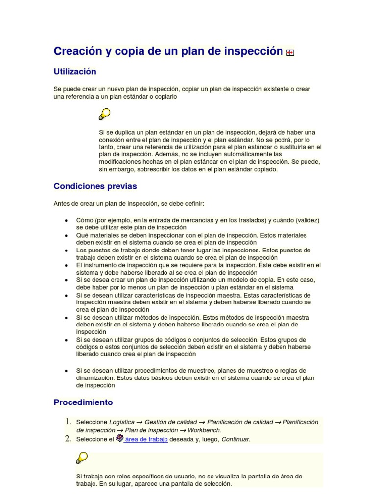 Creación y Copia de Un Plan de Inspección | PDF | Planificación ...