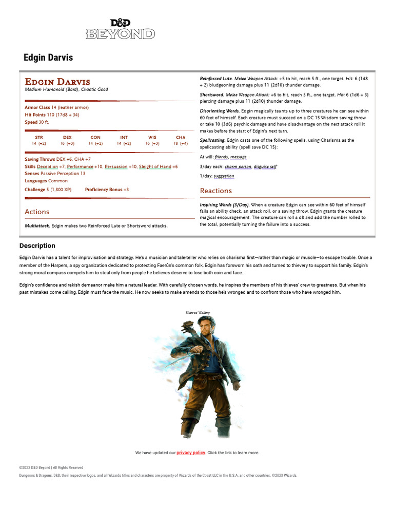 Edgin Darvis - Monsters - D&D Beyond - Filme de Dungeons e Dragons ...