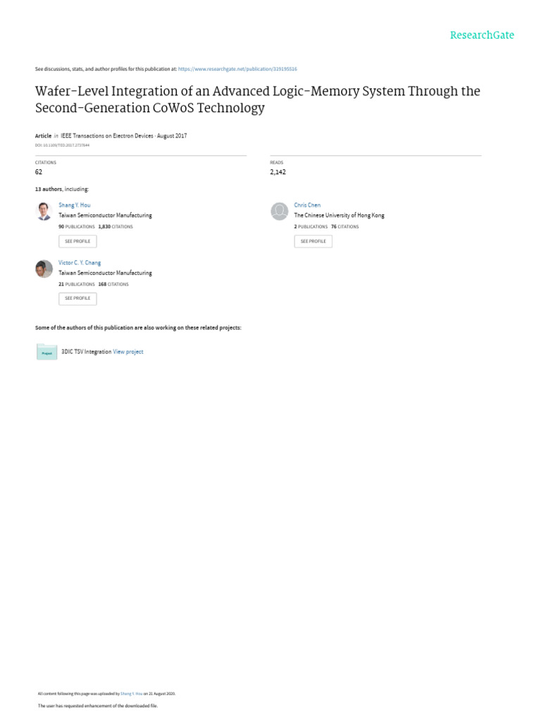 Wafer-Level Integration of An Advanced Logic-Memor | PDF | Integrated ...