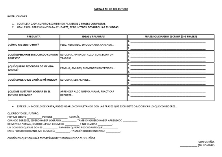 Carta A Mi Yo Del Futuro | PDF