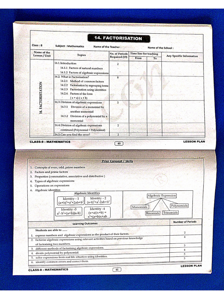 8th Class Unit 14 Lesson Plan | PDF