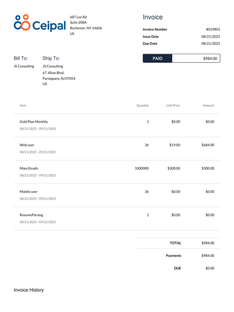 Aug Invoice | PDF