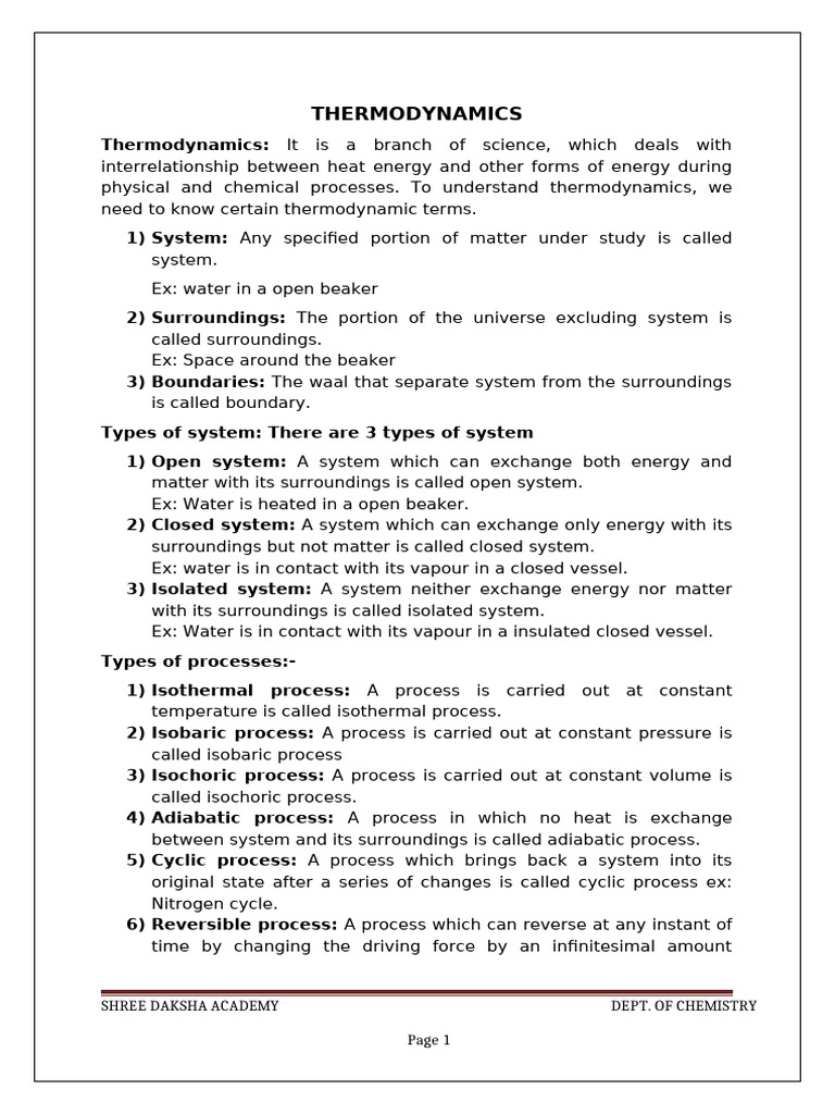 Introduction to Thermodynamics Concepts | PDF | Enthalpy | Heat