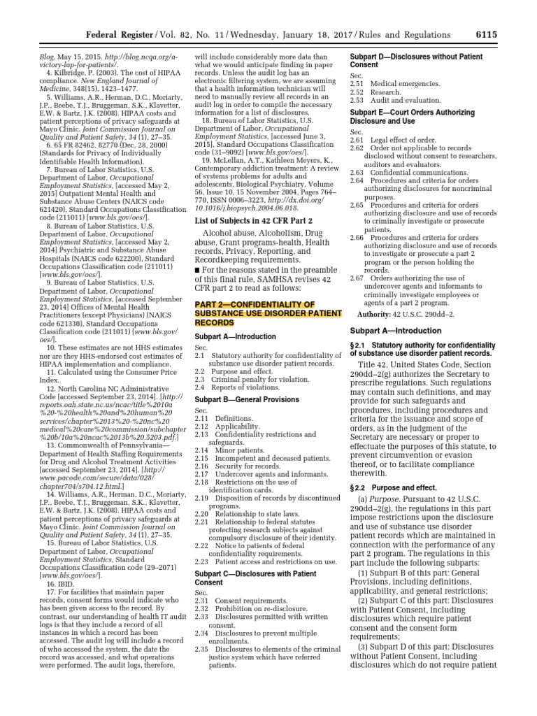 Week 5 -- 42-CFR-Part-2 (1) | PDF | Substance Abuse | Mental Disorder