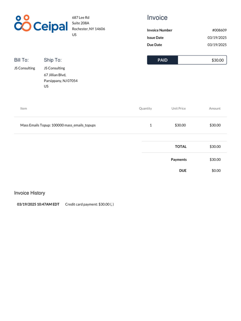 March Top Up Invoice | PDF