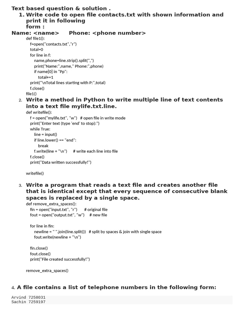 Python File Handling Examples | PDF | Text File | Computer Programming