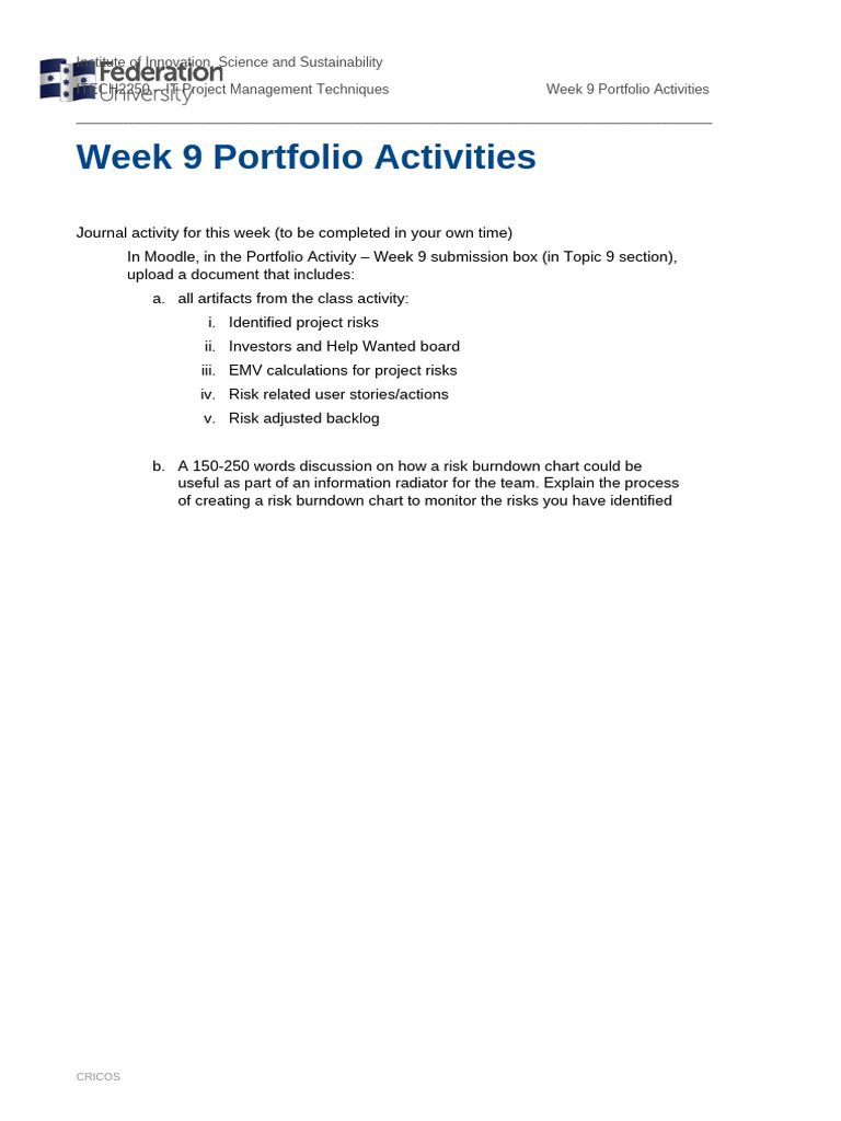 ITECH2250 - Week 9 Portfolio Activity | PDF