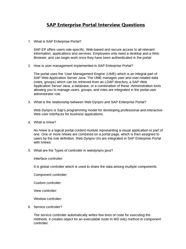 SAP Enterprise Portal Interview Guide | PDF | Web Application | Metadata