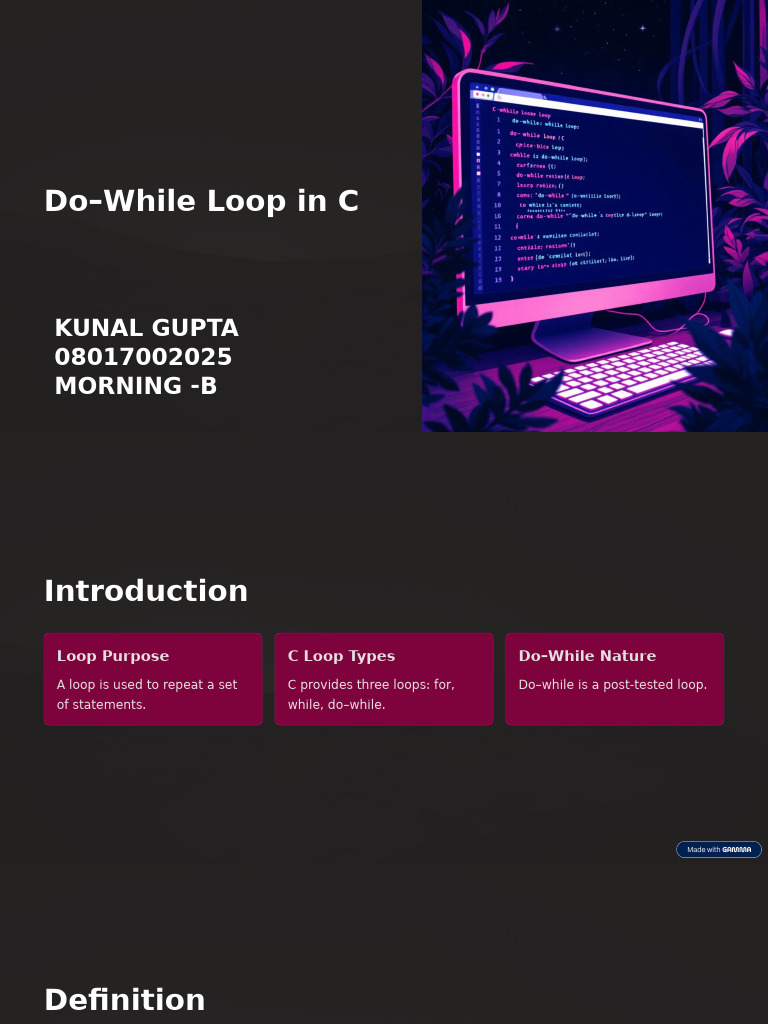 Do While Loop in C | PDF