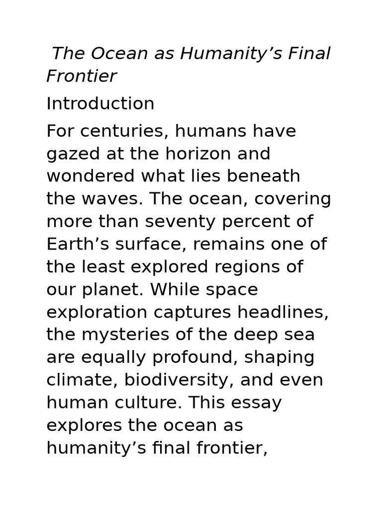 The Ocean as Humanity | PDF | Oceans | Sea