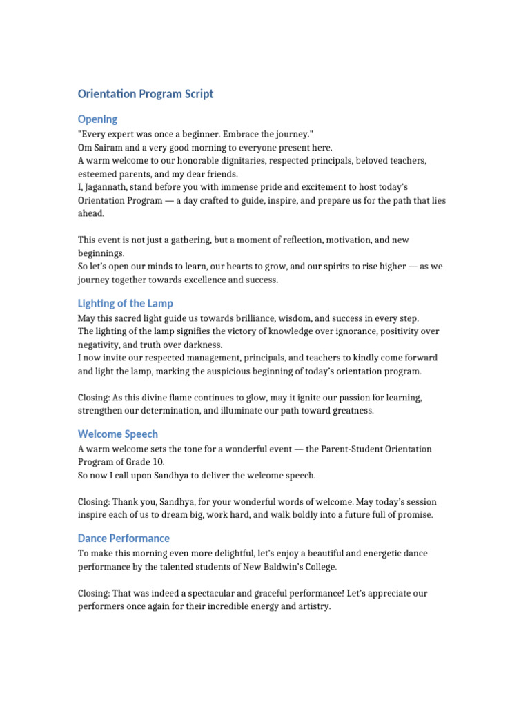 Orientation_Program_Script | PDF | Gratitude