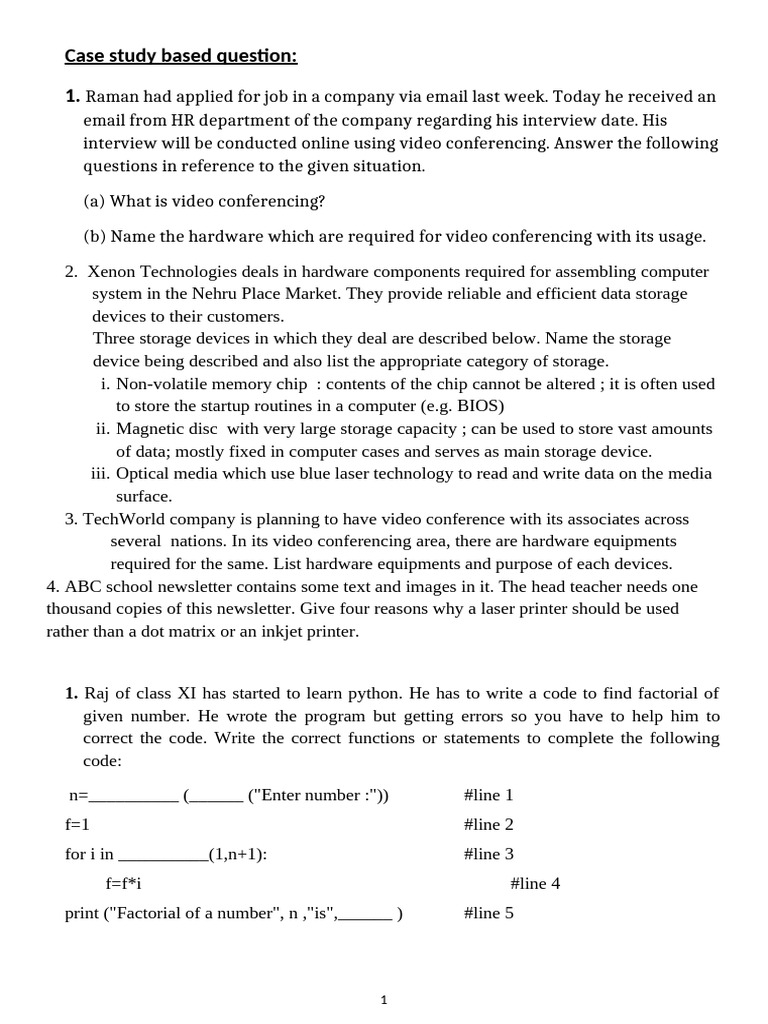 Case Study Based Question | PDF | Computer Data Storage | Compound Interest