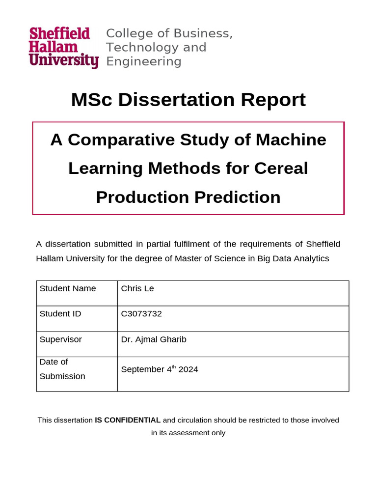 Master Dissertation Final Chris Le c3073732 | PDF | Machine Learning ...
