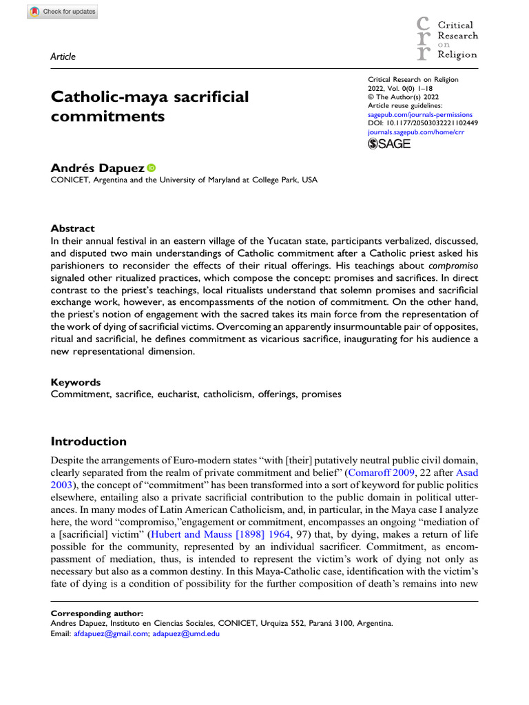 Catholic Maya Sacrificial Commitments | PDF | Sacrifice | Cain And Abel