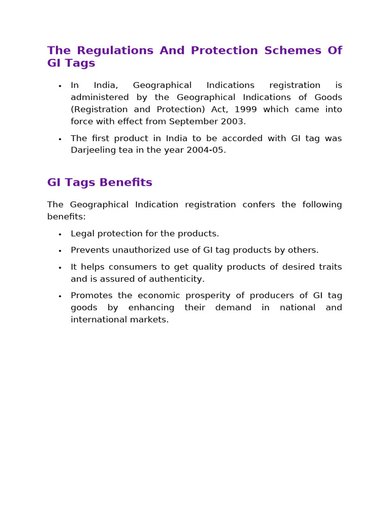 The Regulations and Prot111111111111ection Schemes of GI Tags | PDF ...