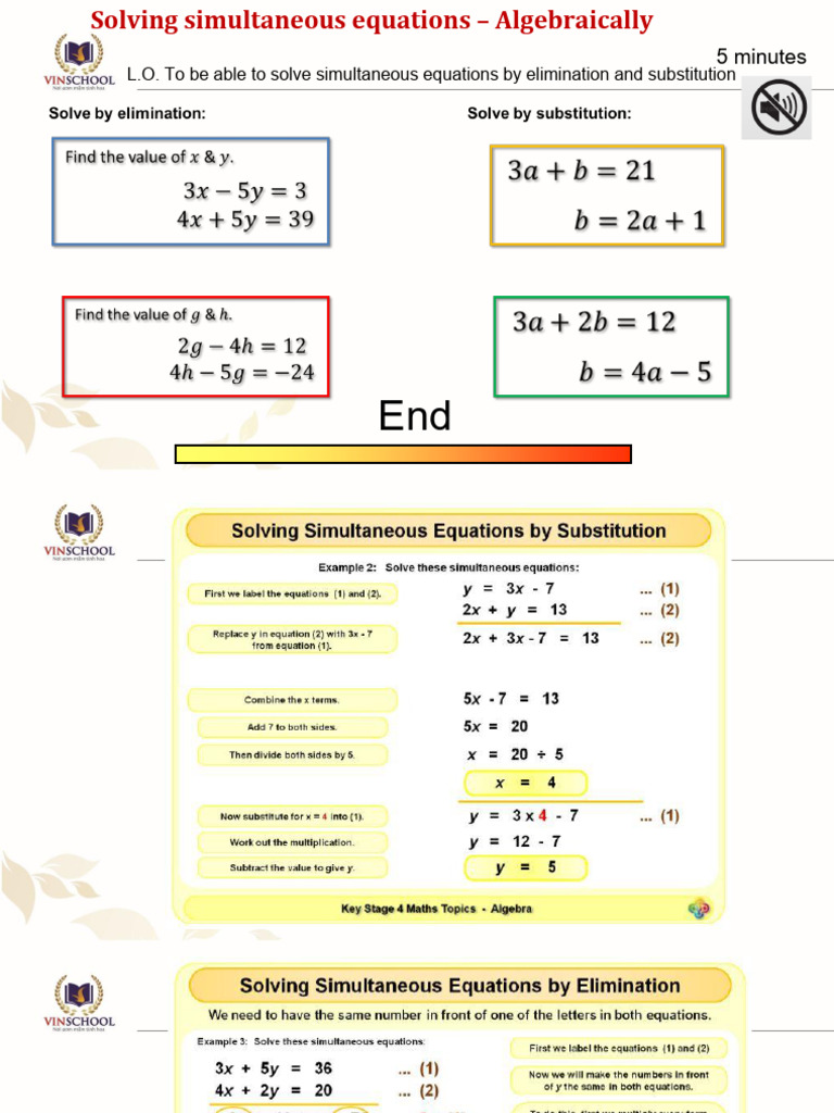 Solve Simultaneous Equations Algebraically | PDF