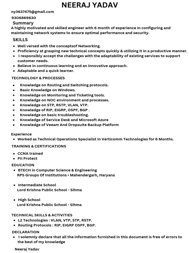 Neeraj Resume | PDF